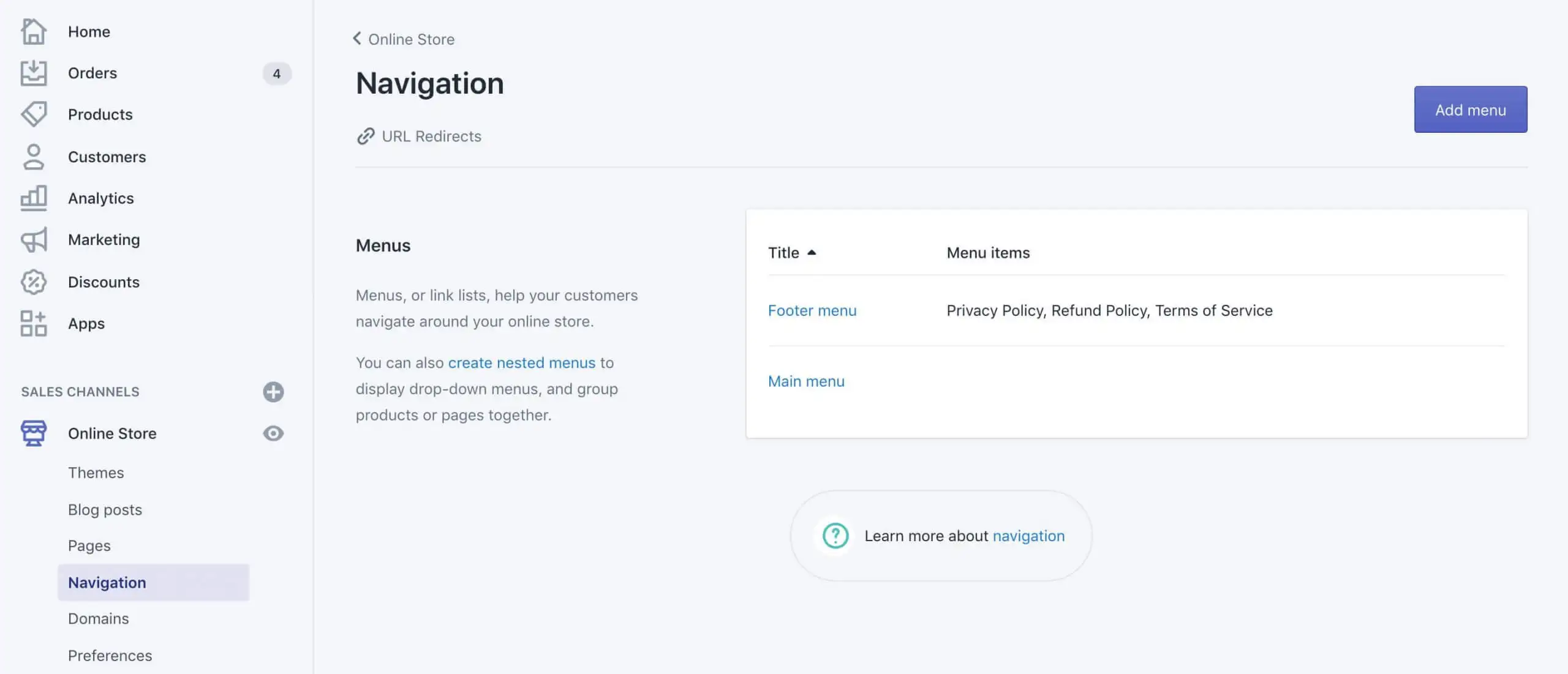 Shopify店铺导航菜单设置 - Navigation的添加和管理 | 歪猫跨境 | WaimaoB2C